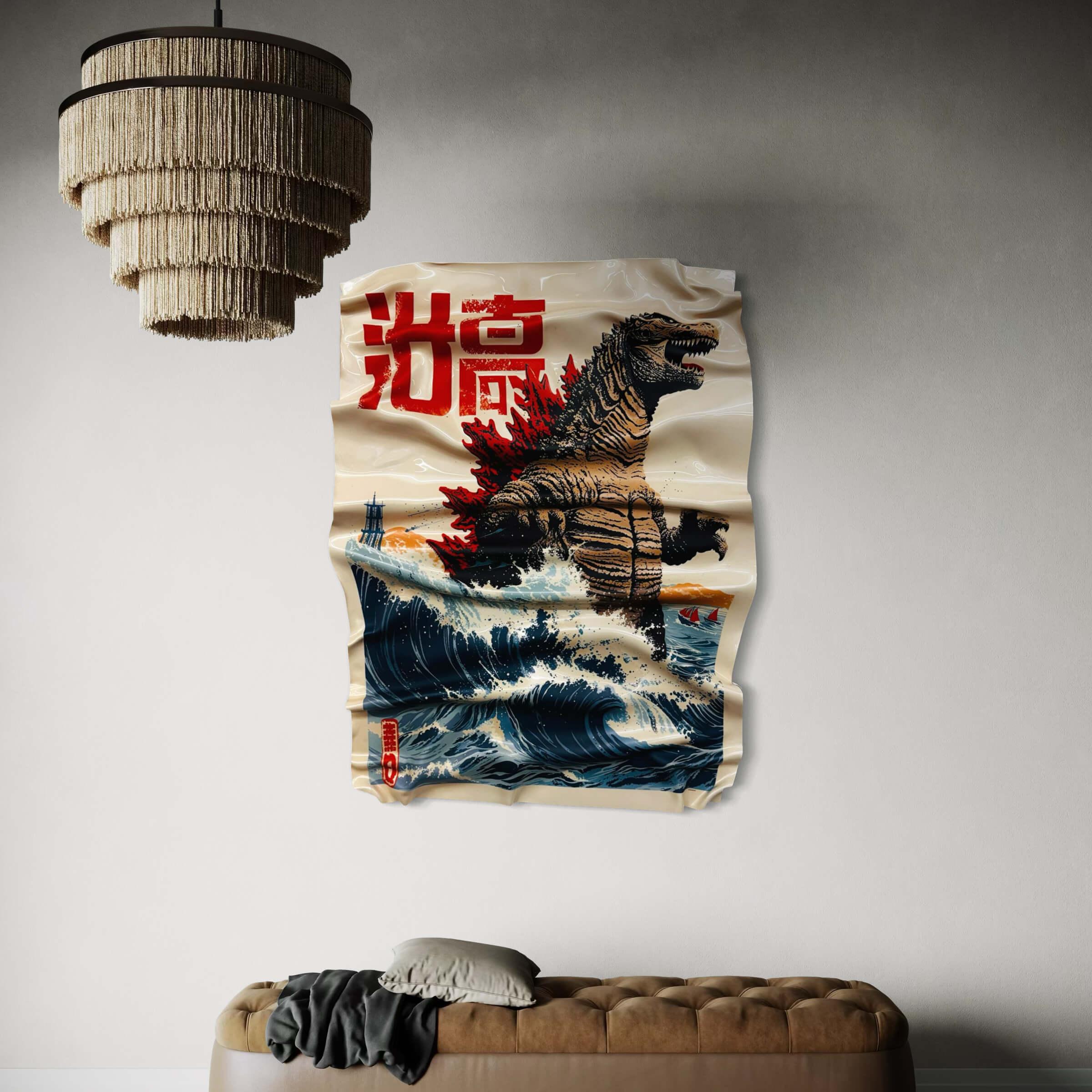 Tableau Déco Kaiju Japonais – Tableau froissé – Luxartis